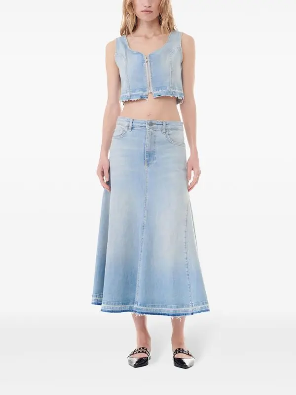 GANNI A-line Denim Skirt - Blue