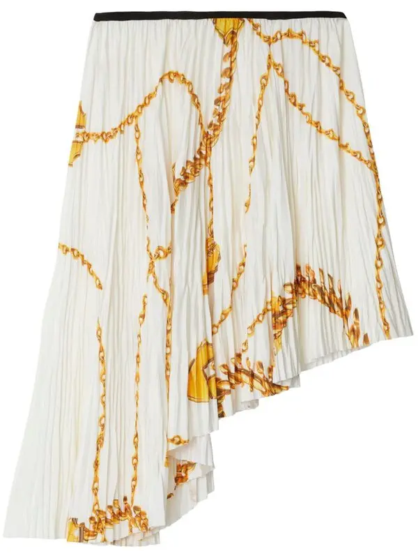 Burberry Chain-print Asymmetric Skirt - White
