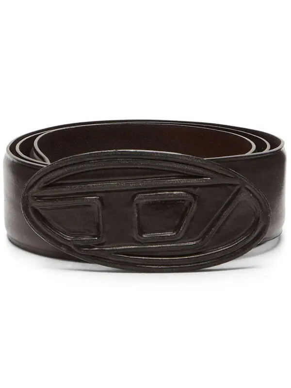 DIESEL® B-1dr Scratch Leather Belt - Brown