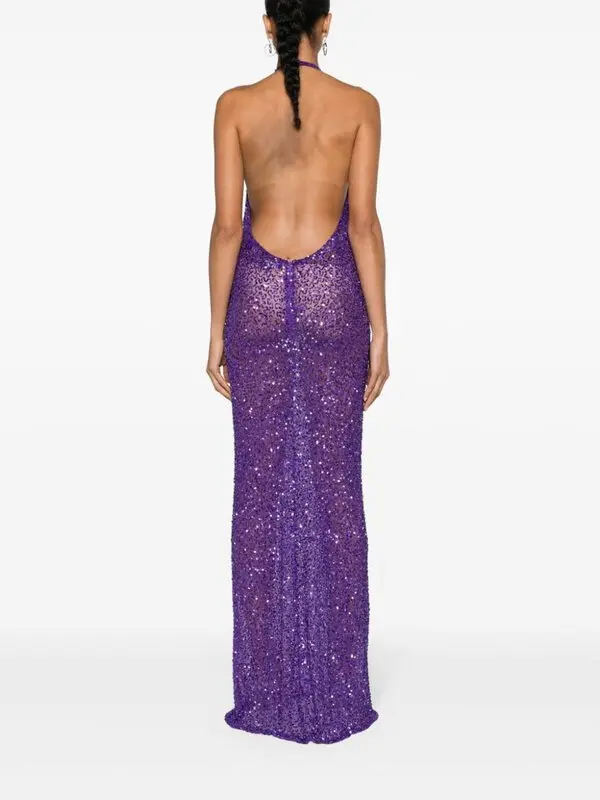 Retrofete Sequinned Halterneck Gown
