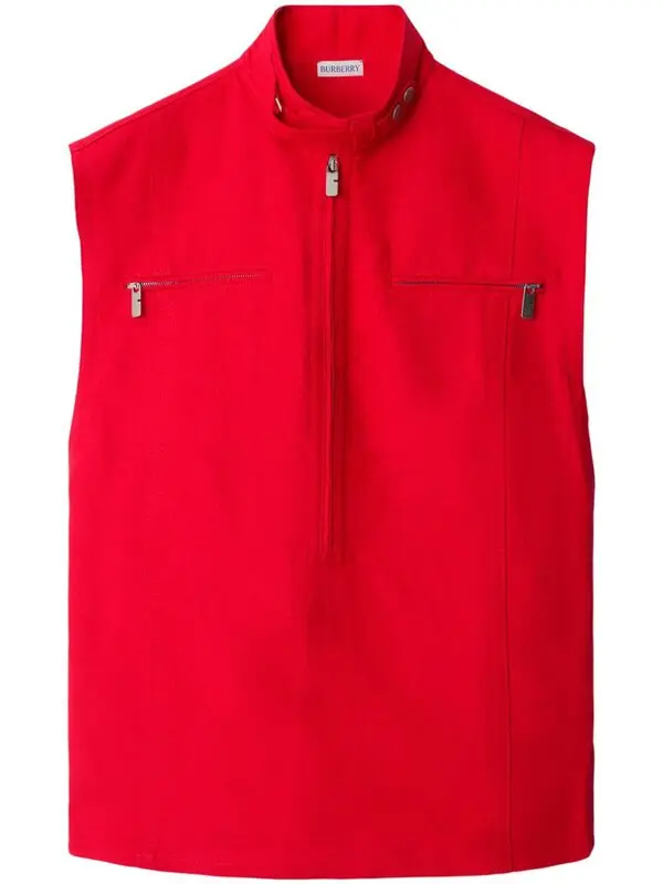 Burberry Half-zip Tank Top - Red