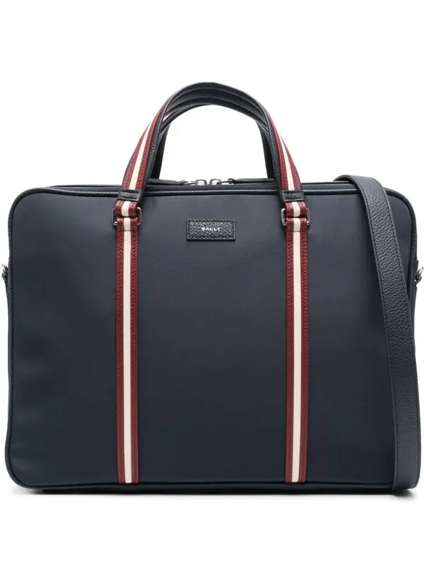 Bally Code Stripe-detailing Briefcase - Blue