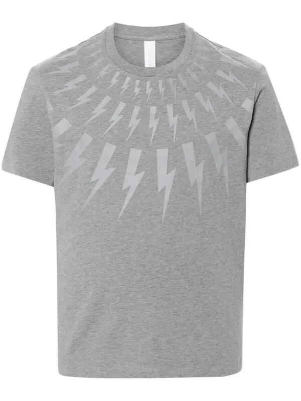 Neil Barrett Bolt-print Cotton T-shirt - Grey