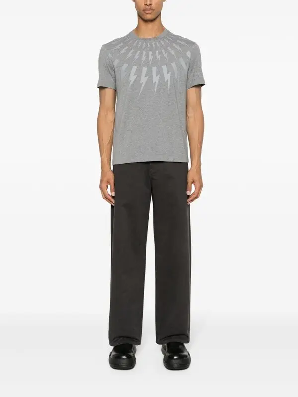 Neil Barrett Bolt-print Cotton T-shirt - Grey