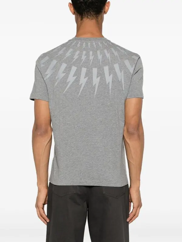 Neil Barrett Bolt-print Cotton T-shirt - Grey