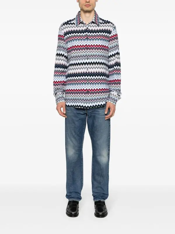 Missoni Chevron-knit Cotton Shirt - Red