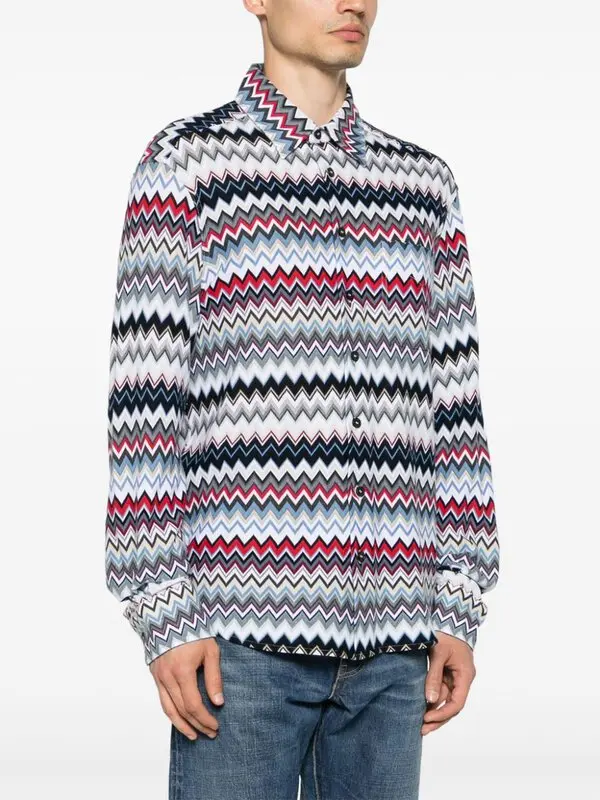 Missoni Chevron-knit Cotton Shirt - Red