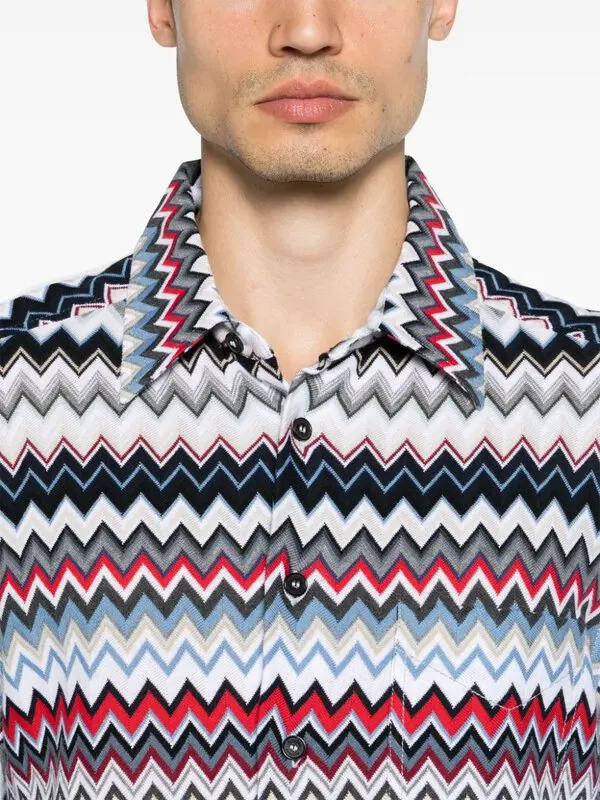 Missoni Chevron-knit Cotton Shirt - Red