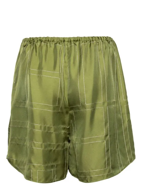 TOTEME Monogram-embroidered Shorts - Green