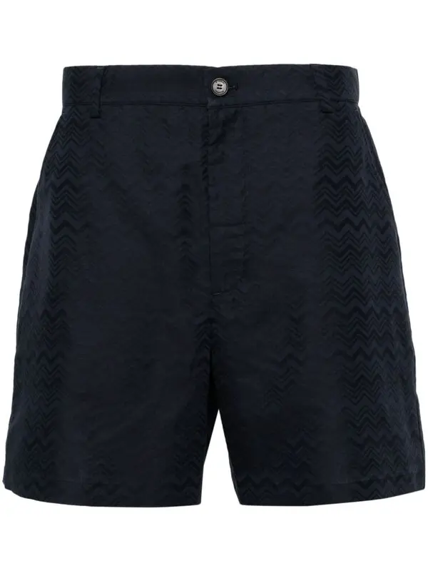 Missoni Chevron-jacquard Chino Shorts - Blue