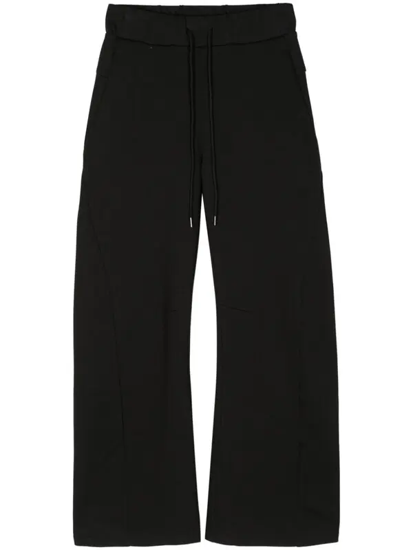 Attachment Drawstring-waistband Wide-leg Trousers - Black