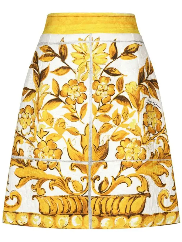 Dolce & Gabbana Majolica-print Pencil Skirt - Yellow