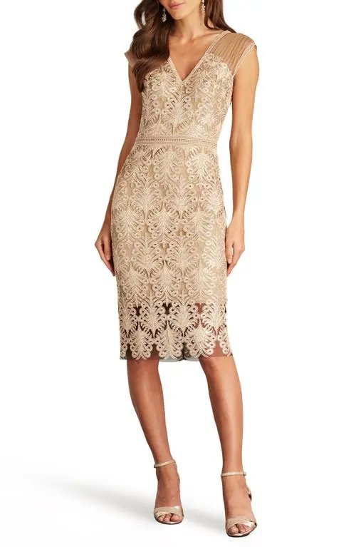 sachin and babi light blue dress Tadashi Shoji Sequin Corded Lace Cocktail Sheath Dress In Ginseng - 52% Off