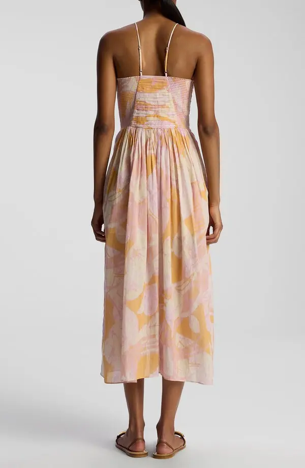 A.L.C. Rumi Printed Cotton Midi Dress In Cumin/ Lilac - 55% Off |  Editorialist