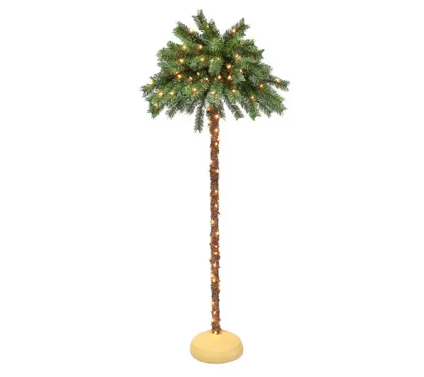 PULEO INTERNATIONAL 6 Ft. Pre-lit Palm Tree 150 Led Lights - One-color