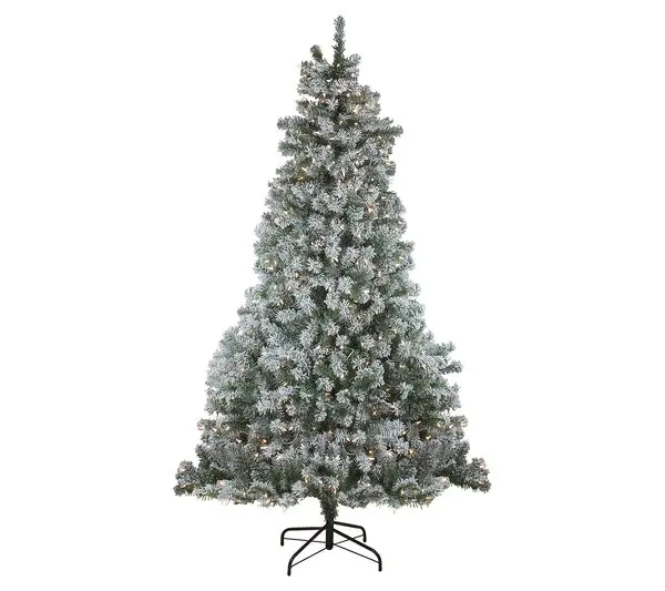 NORTHLIGHT 7.5' Full Winema Pine Flocked Tree Clear Lights - One-color