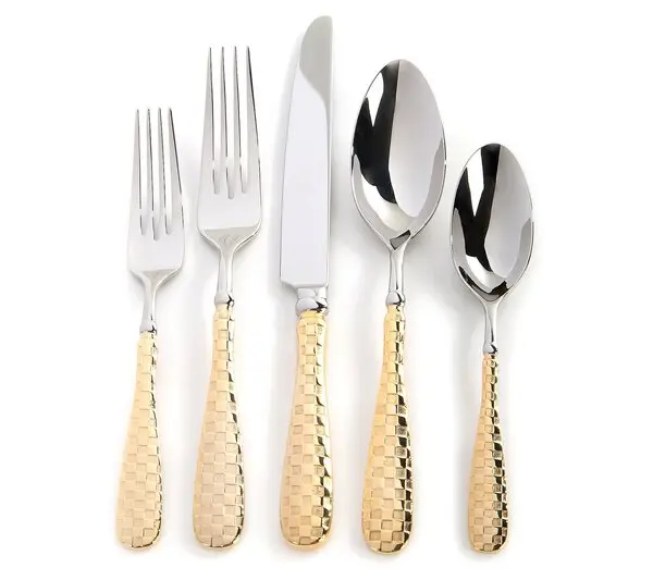 MACKENZIE-CHILDS Gold Check Flatware 5-piece Pl Ce Setting - One-color