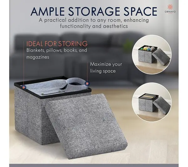 ORNAVO HOME 2 Pack Small Square Cube Storage Ot Toman