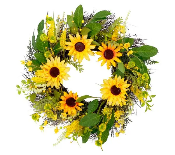 PULEO INTERNATIONAL 24' Artificial Sunflower Fl Oral Wreath - One-color