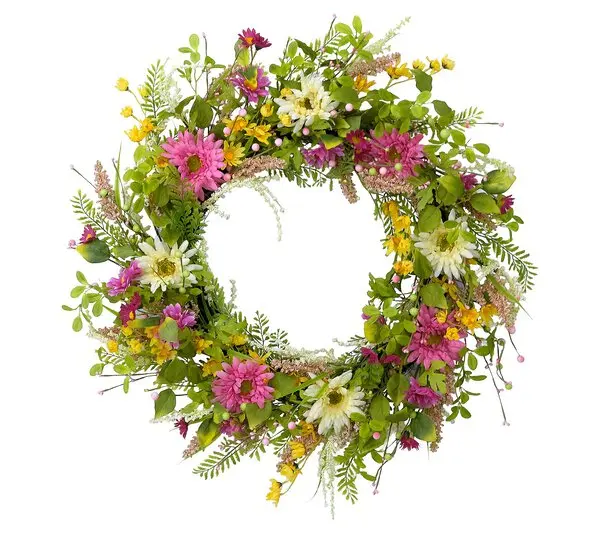 PULEO INTERNATIONAL 30' Spring Door Wreath Mult Icolor - One-color