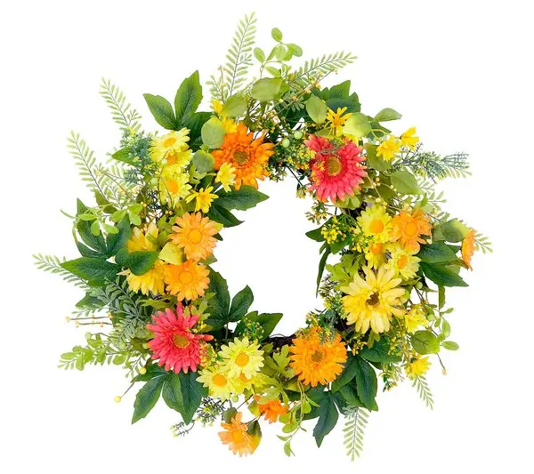 PULEO INTERNATIONAL 24' Artificial Chrysanthemu M Spring Wreath - One-color