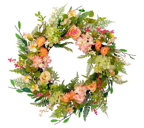 PULEO INTERNATIONAL 30' Rose Floral Spring Bouq Uet Wreath - One-color