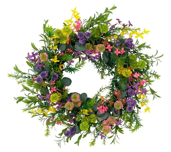 PULEO INTERNATIONAL 24' Artificial Eucalyptus S Ring Wreath - One-color