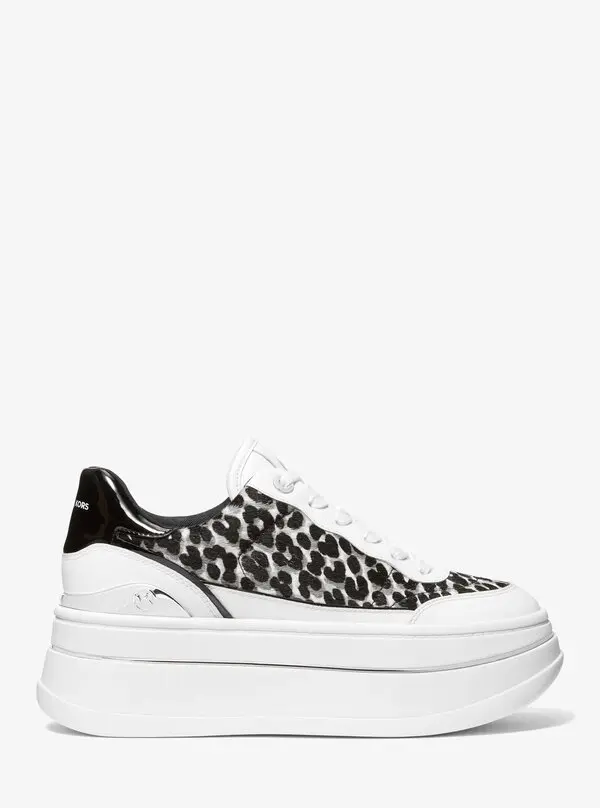 Michael Kors Leopard Print Calf Hair Platform Sneakers