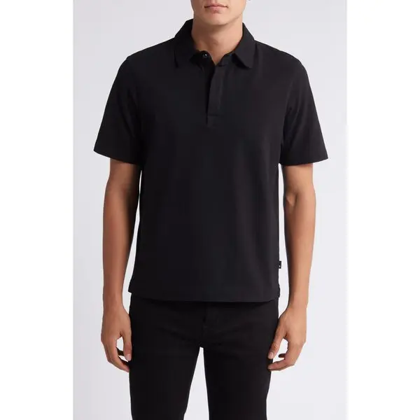 7 For All Mankind Piqué Knit Polo - Black