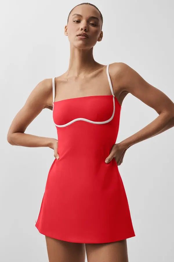 Alo Yoga Airbrush Streamlined A-line Dress - Bright Red/white