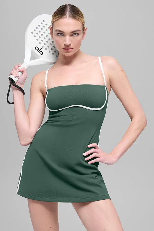 Alo Yoga Airbrush Streamlined A-line Dress - Clover Green/white