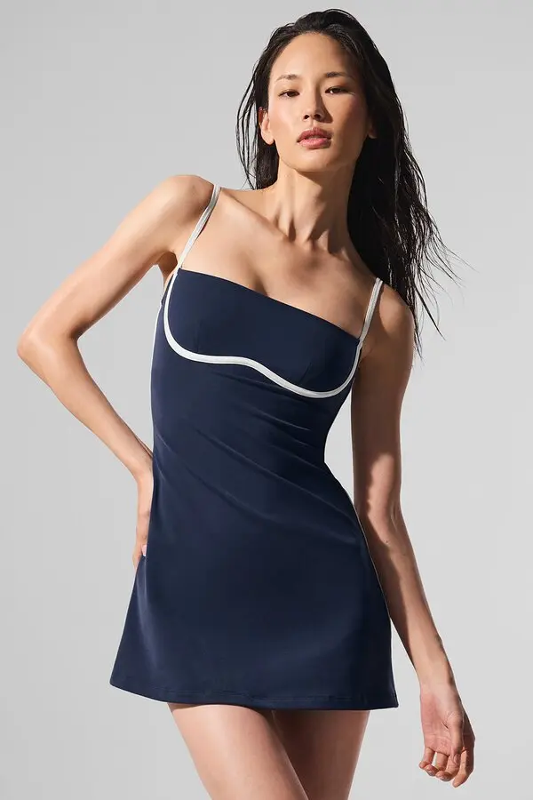 Alo Yoga Airbrush Streamlined A-line Dress - Navy/ivory