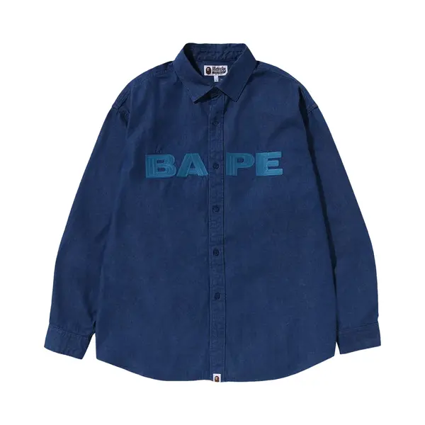 A BATHING APE Denim Loose Fit Shirt 'indigo