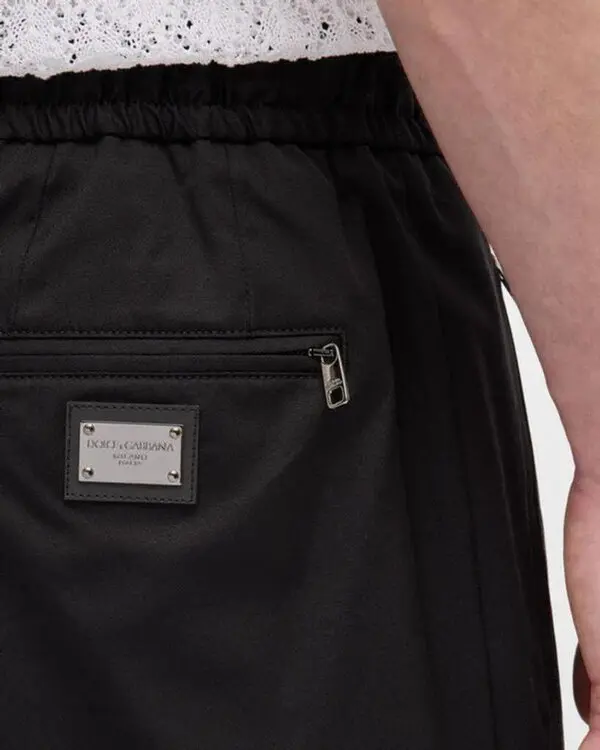 Dolce & Gabbana Apos;s Stretch Cotton Drawstring Pants - Black
