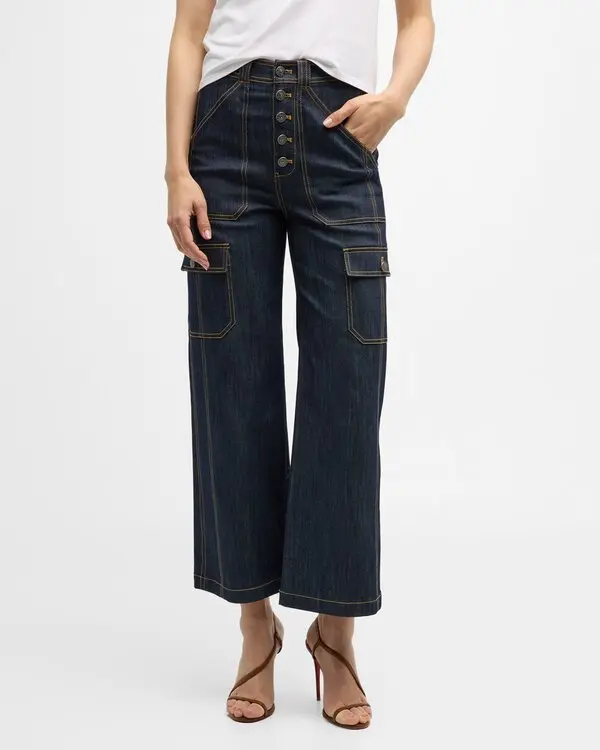 Cinq à Sept Benji Denim Cargo Pants Indigo Editorialist