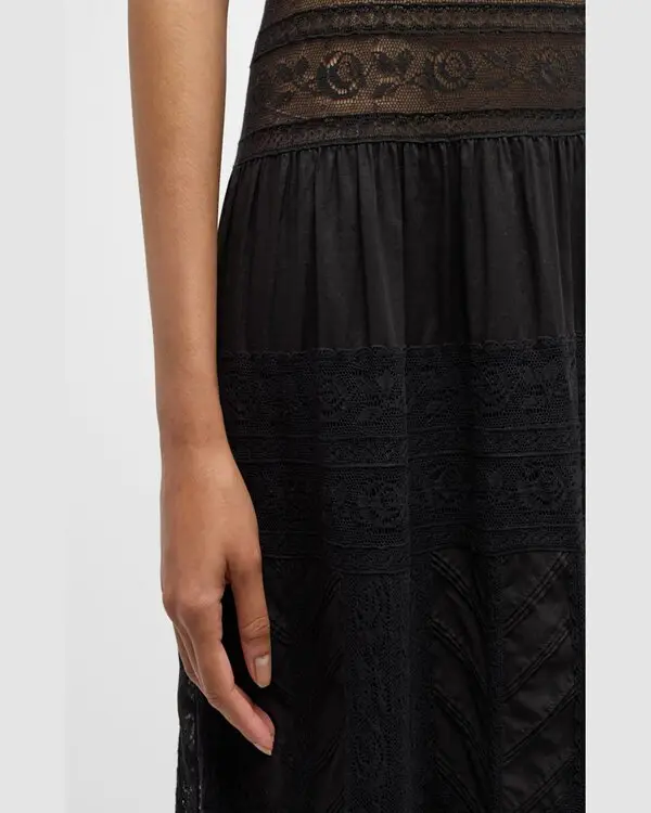 chinese dress ladies Black and Cream Rhiannon Lace Slip Dress