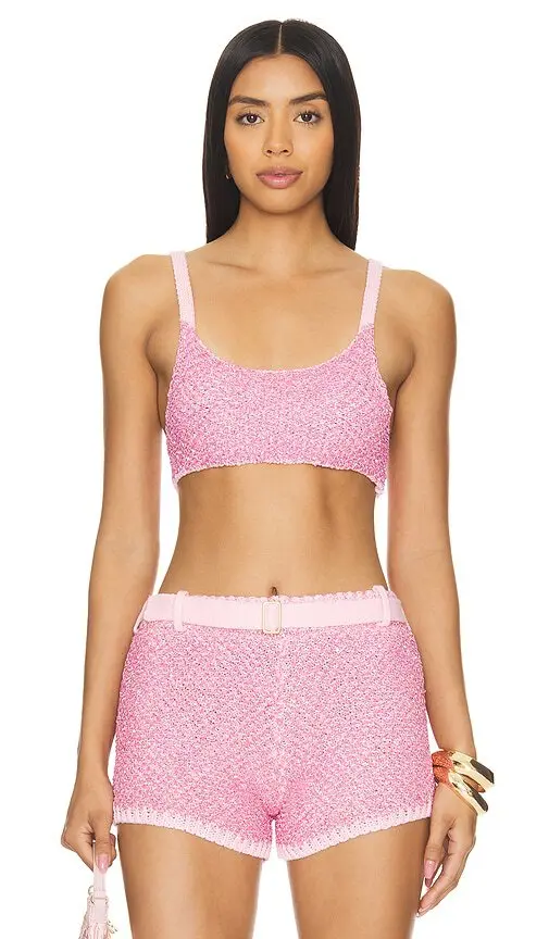 ASTA RESORT X Grace Sequin Bralette In Pink - Desert Rose Sequin
