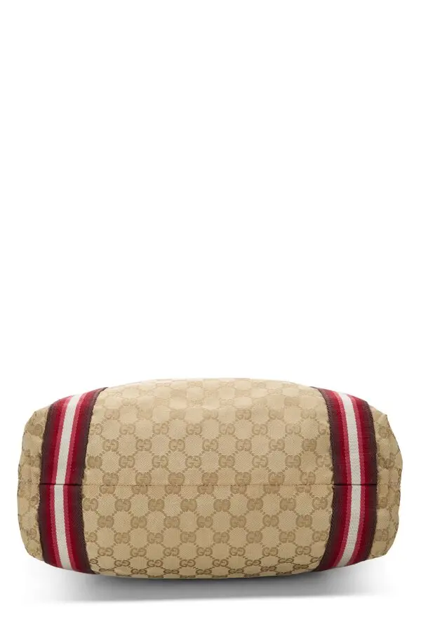 Gucci Original Gg Canvas Flat Web Tote Bag - Red