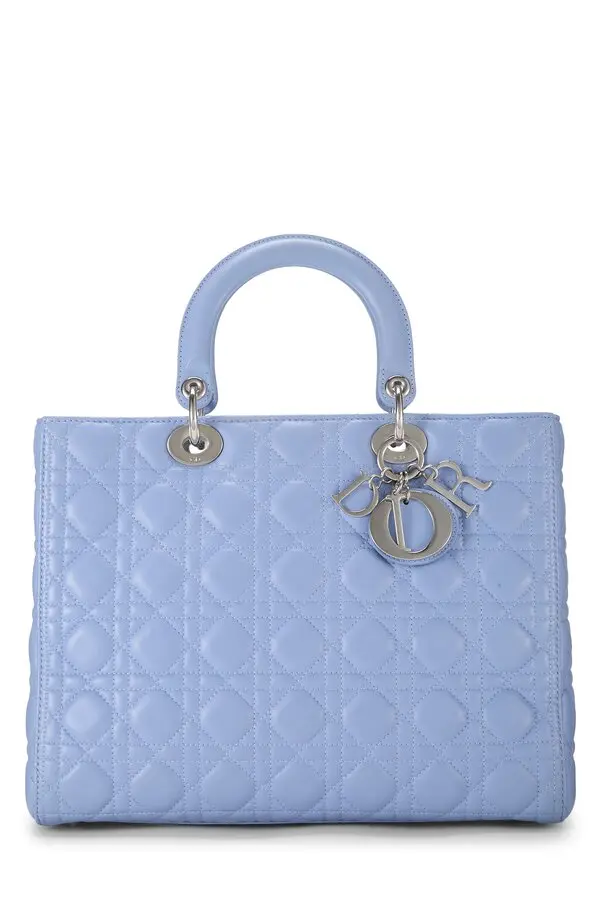 Dior Cannage Quilted Lambskin Lady - Blue