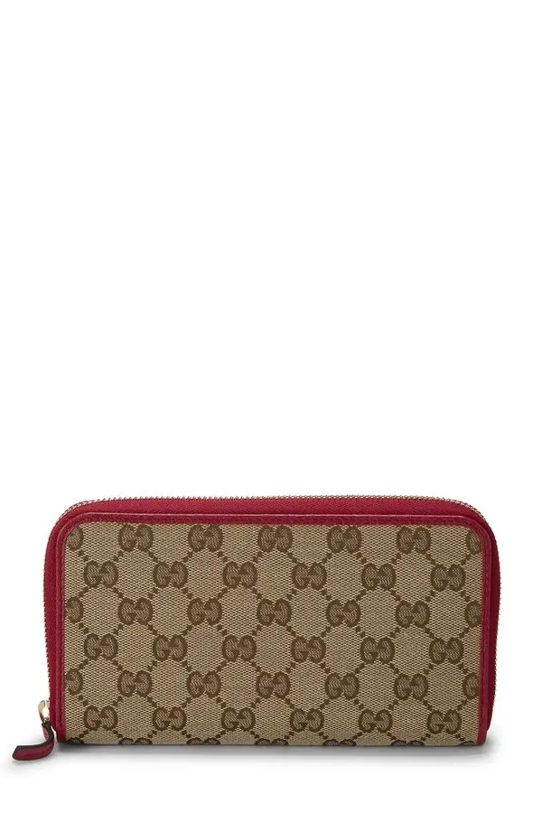 Gucci Original Gg Canvas Zip Around Wallet - Red