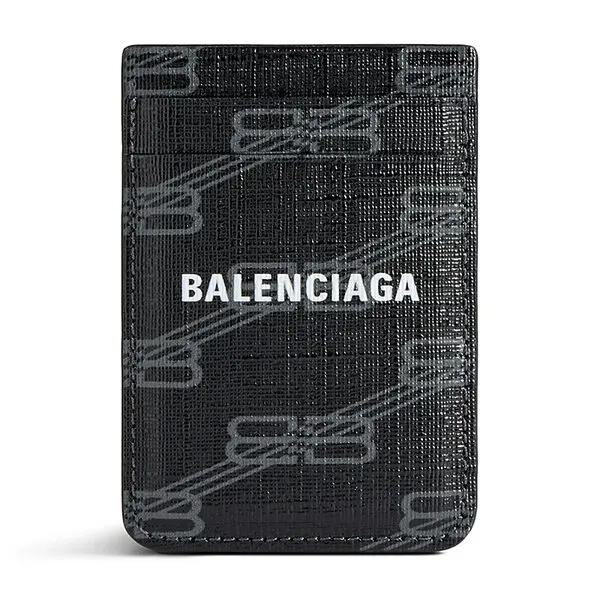 Balenciaga Signature Magnet Card Holder Bb Monogram Coated Canvas