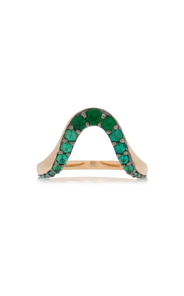MARIE MAS 18k Rose Gold Emerald Band Ring