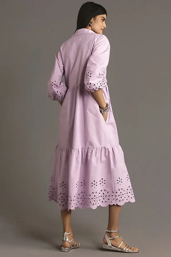 maeve eyelet mini dress Maeve The Bettina Tiered Shirt Dress by Maeve: Eyelet Mini Edition at  MarketFair Shoppes in Princeton, NJ