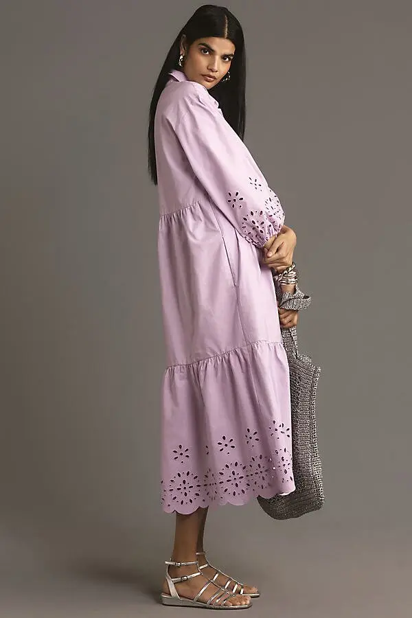 sachin and babi light blue dress Maeve The Bettina Tiered Shirt Dress Eyelet Edition In Purple - 18% Off