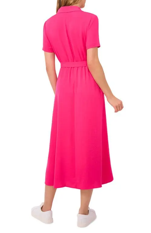 CECE DUPRAZ Tie Belt Button-up Twill Gauze Midi Dress