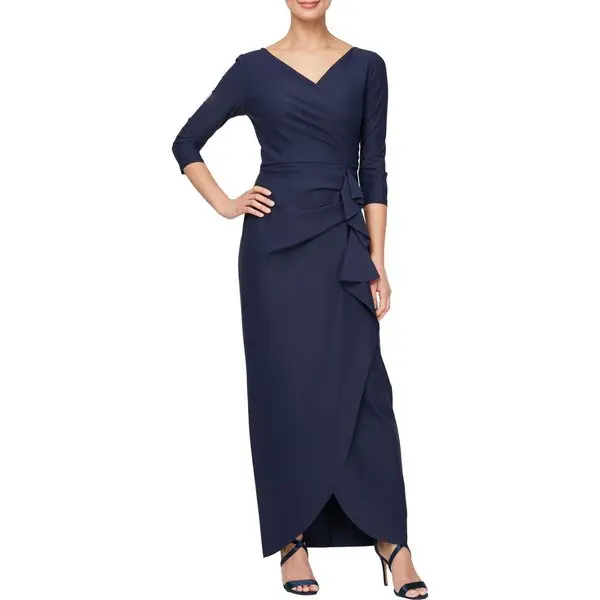 alex evenings navy dress Alex Evenings 8192003 Long Overlay Dress