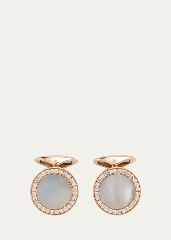 JAN LESLIE 18k Mother Of Pearl And Diamond Cufflinks - Rose Gold