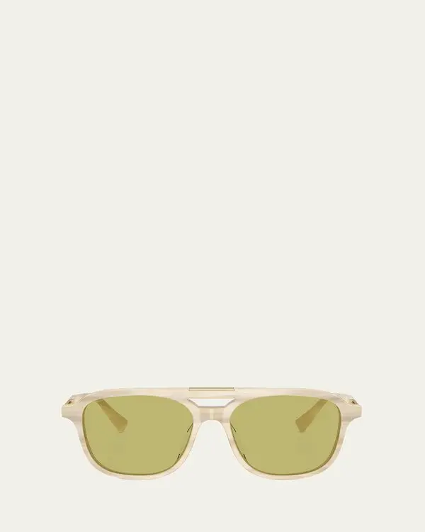 Brunello Cucinelli Polarized Acetate Aviator Sunglasses - Green