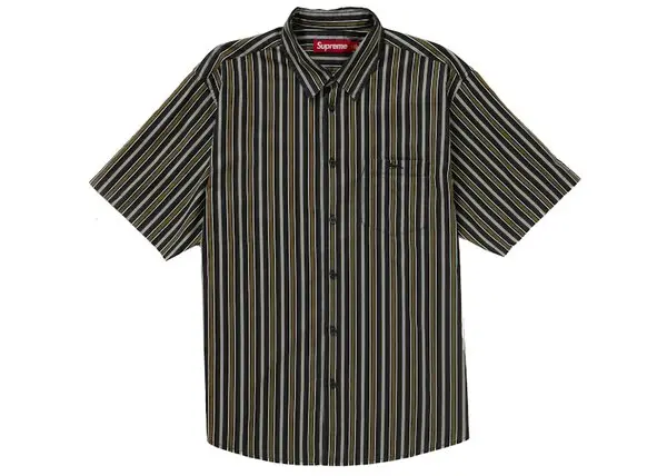 Supreme Loose Fit Stripe Short Sleeve Shirt - Black