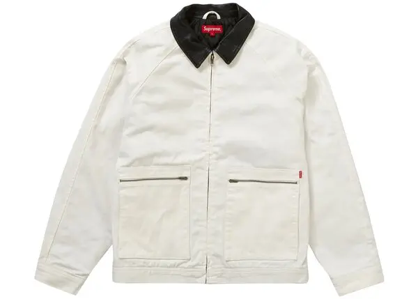 Supreme Leather Collar Work Jacket - Natural